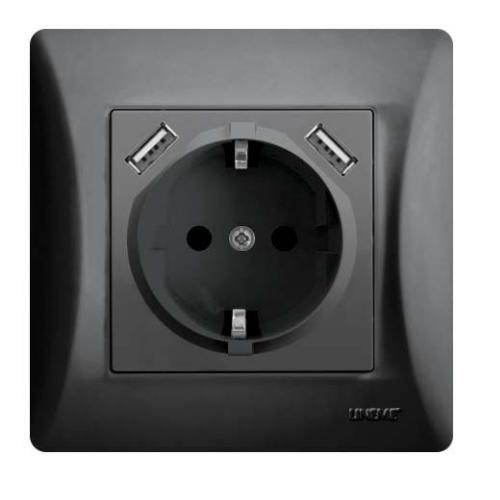 ΠΡΙΖΑ ΣΟΥΚΟ ΜΕ ΔΥΟ ΘΥΡΕΣ USB ΜΑΥΡΗ Hseries 50-00133-2 LINEME ...